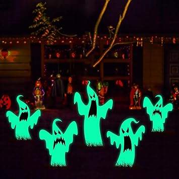 Amazon.com : HIZAL Halloween Yard Signs with Stakes, Glow in Dark Ghost ...