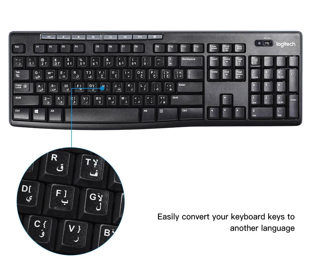 2 Pack Arabic Keyboard Stickers,Transparent Background Keyboard White ...