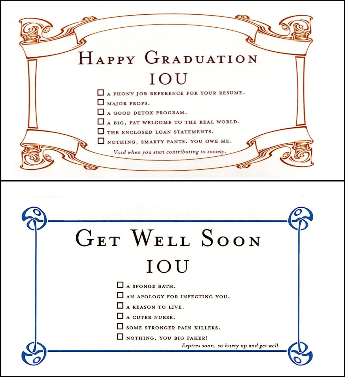 Amazon.com : Quiplip get Well + IOU Graduation 6) Greeting Cards ...