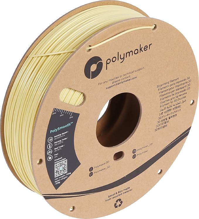 Polymaker PolySmooth PVB Filament 1.75mm 0.75kg Beige - Print Like PLA Filament, Easy Smoothable ...