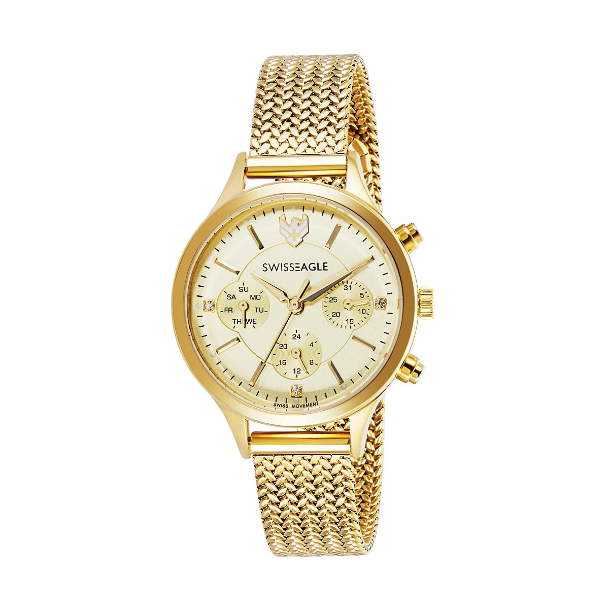 Swiss Eagle Multifunctional Gold Dial Women Watch : Amazon.in: Fashion