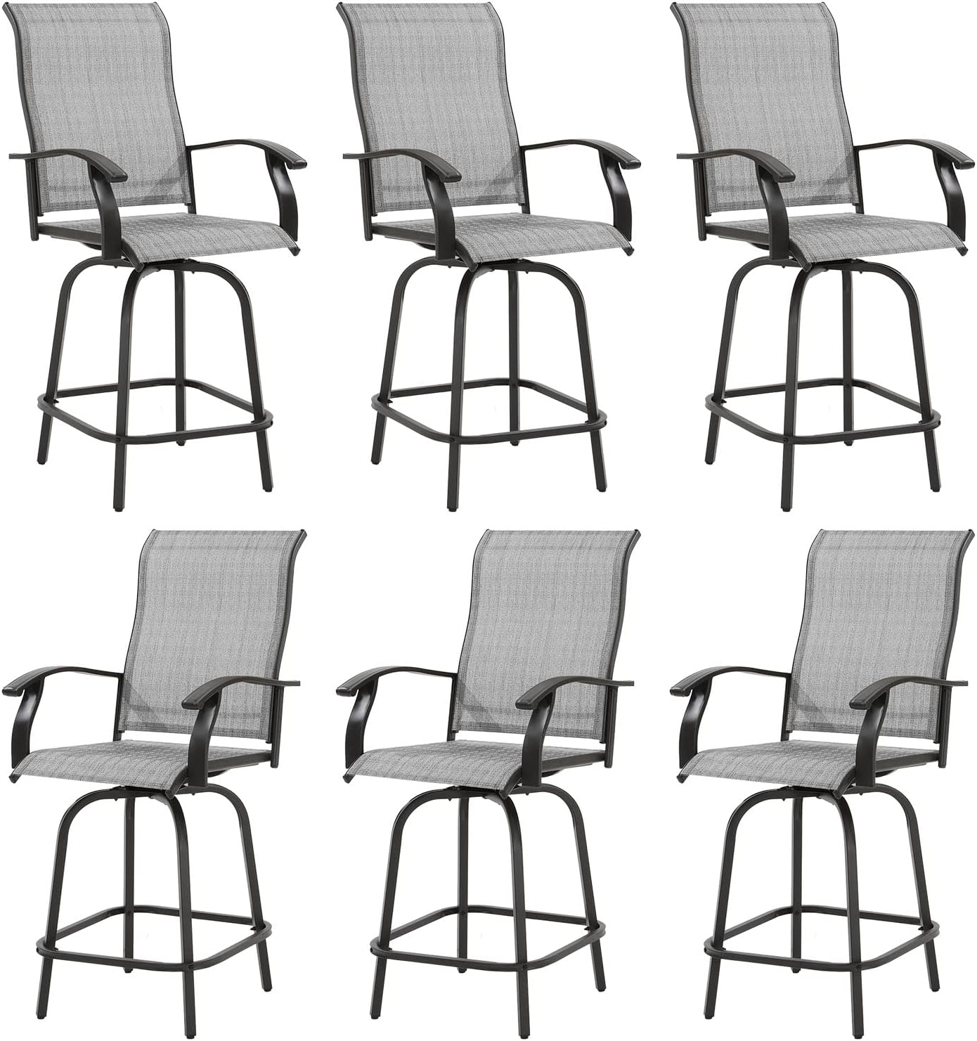 Amazon.com: Poteban Patio Swivel Bar Stools Set of 6, Outdoor Bar ...