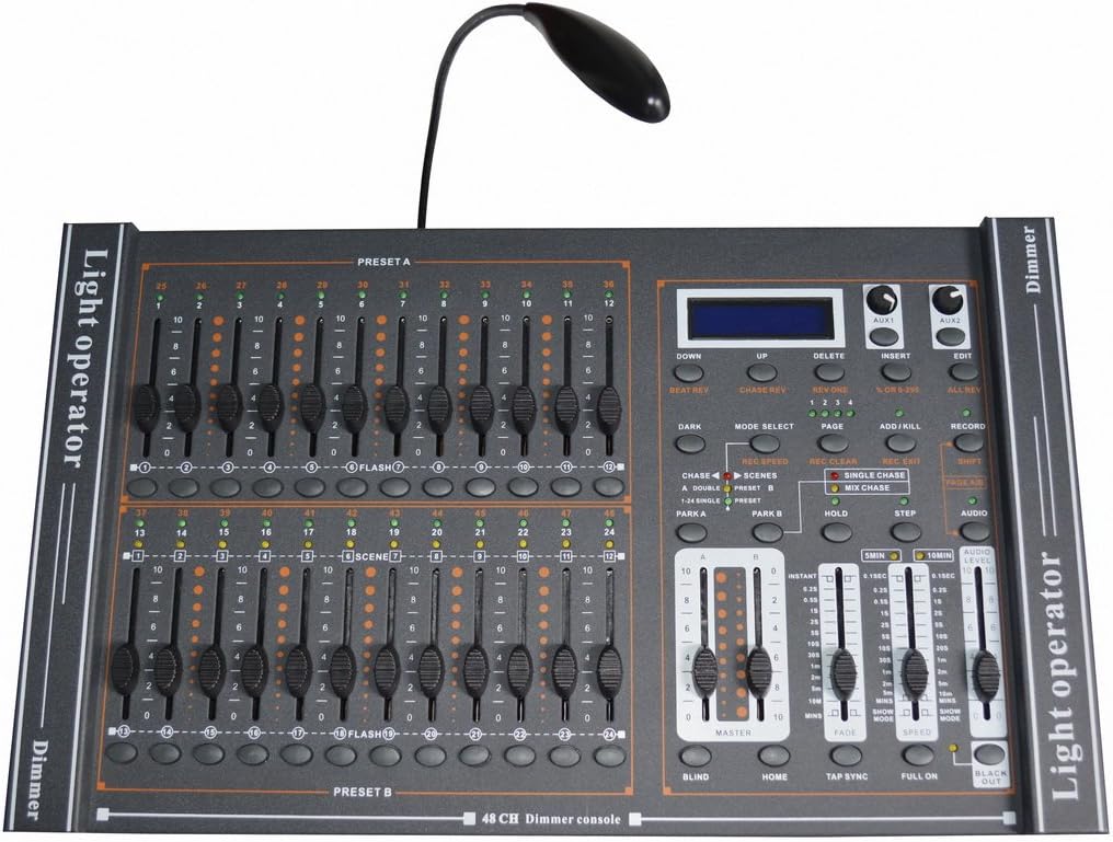 Amazon.com: New 48 CH DMX-512 Dimming Console Stage Lighting Controller With LED Lamp Pro DJ ...