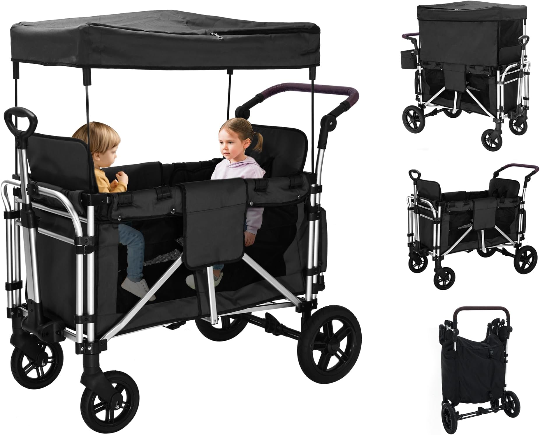 Amazon.com: Stroller Wagon for 2 Kids, Featuring 2 High Seat with 5 ...