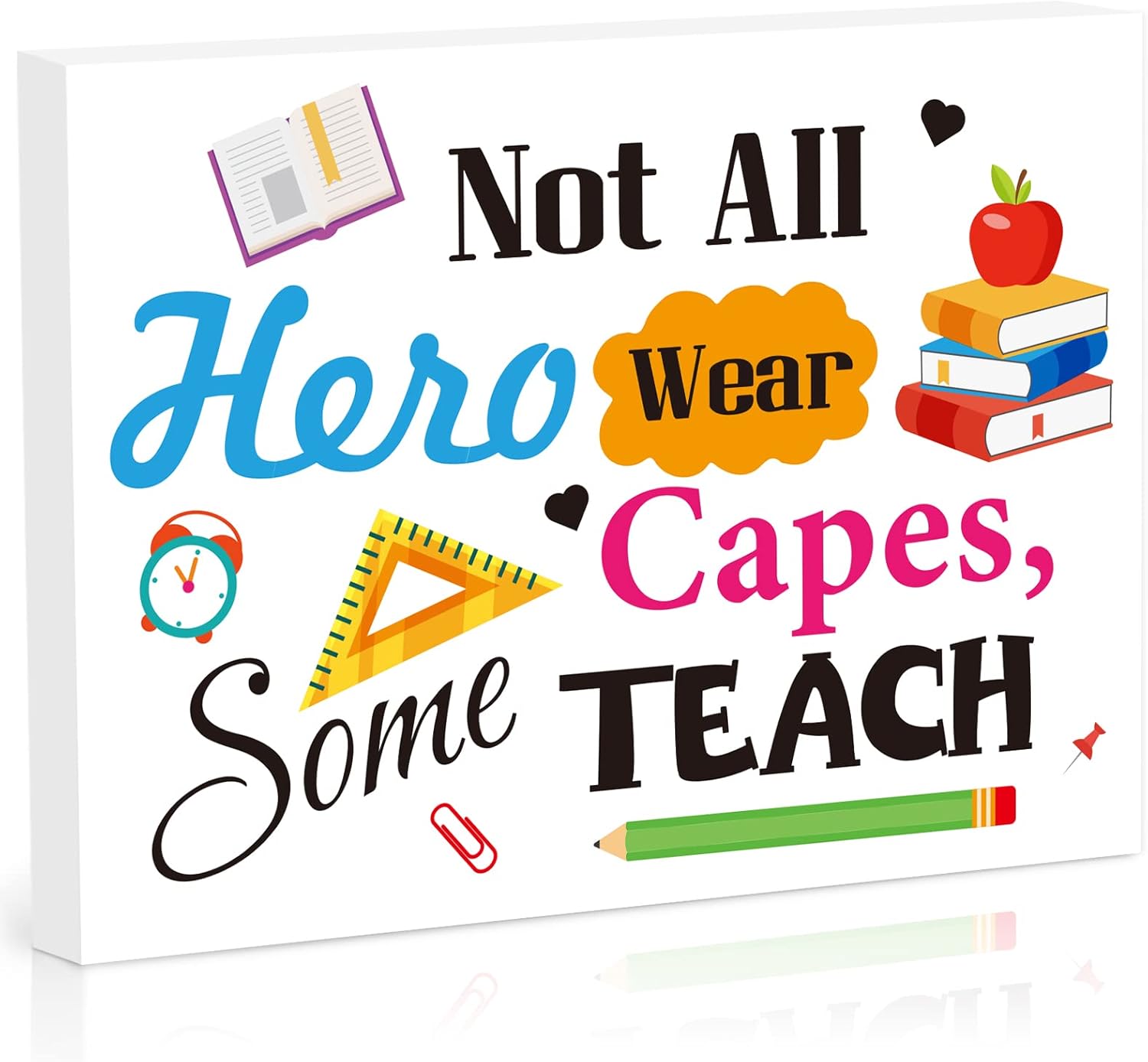 Amazon.com: Teacher Desk Wooden Signs Teacher Appreciation Table ...