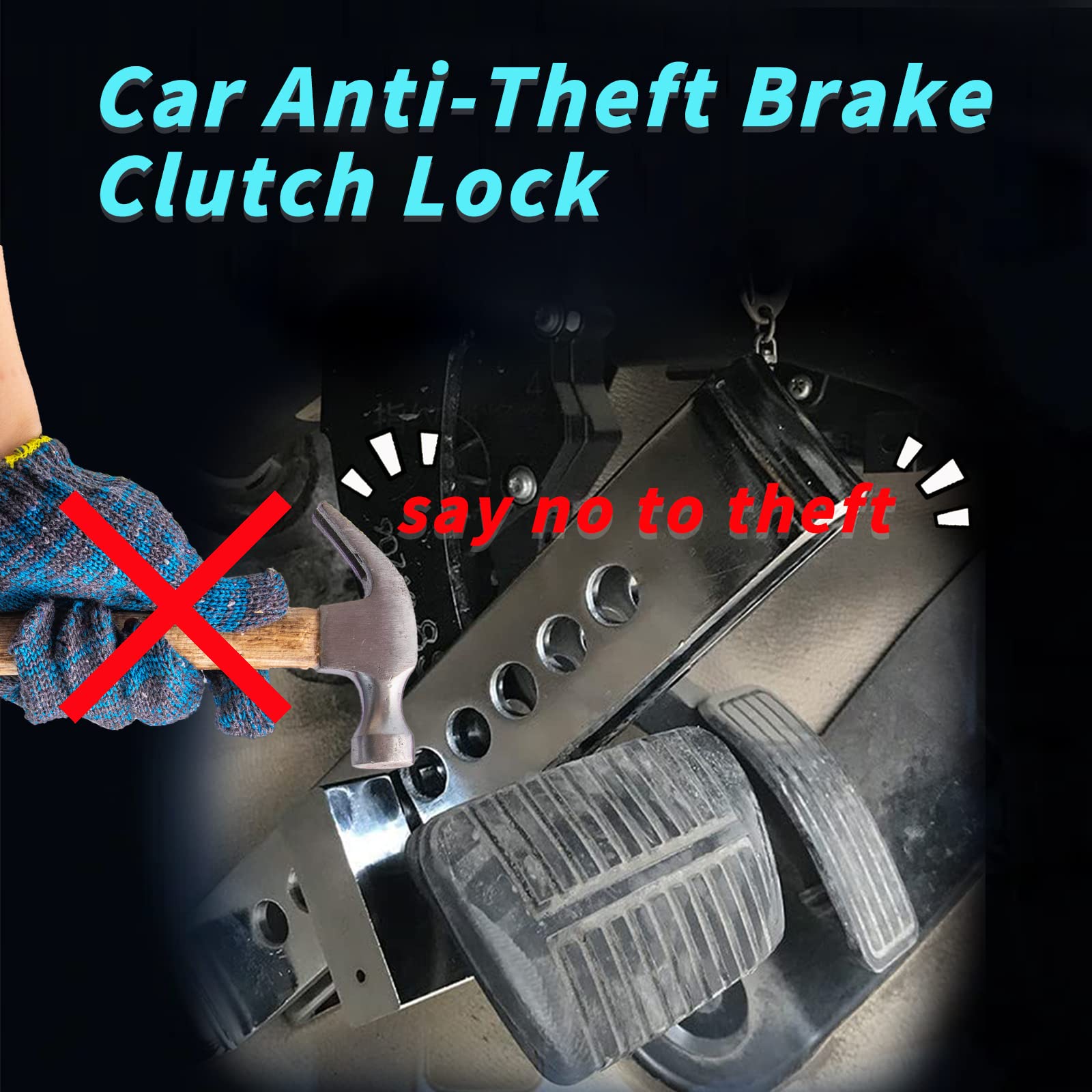 Snapklik.com : Car Anti-Theft Brake Clutch Lock Stainless Steel Heavy ...