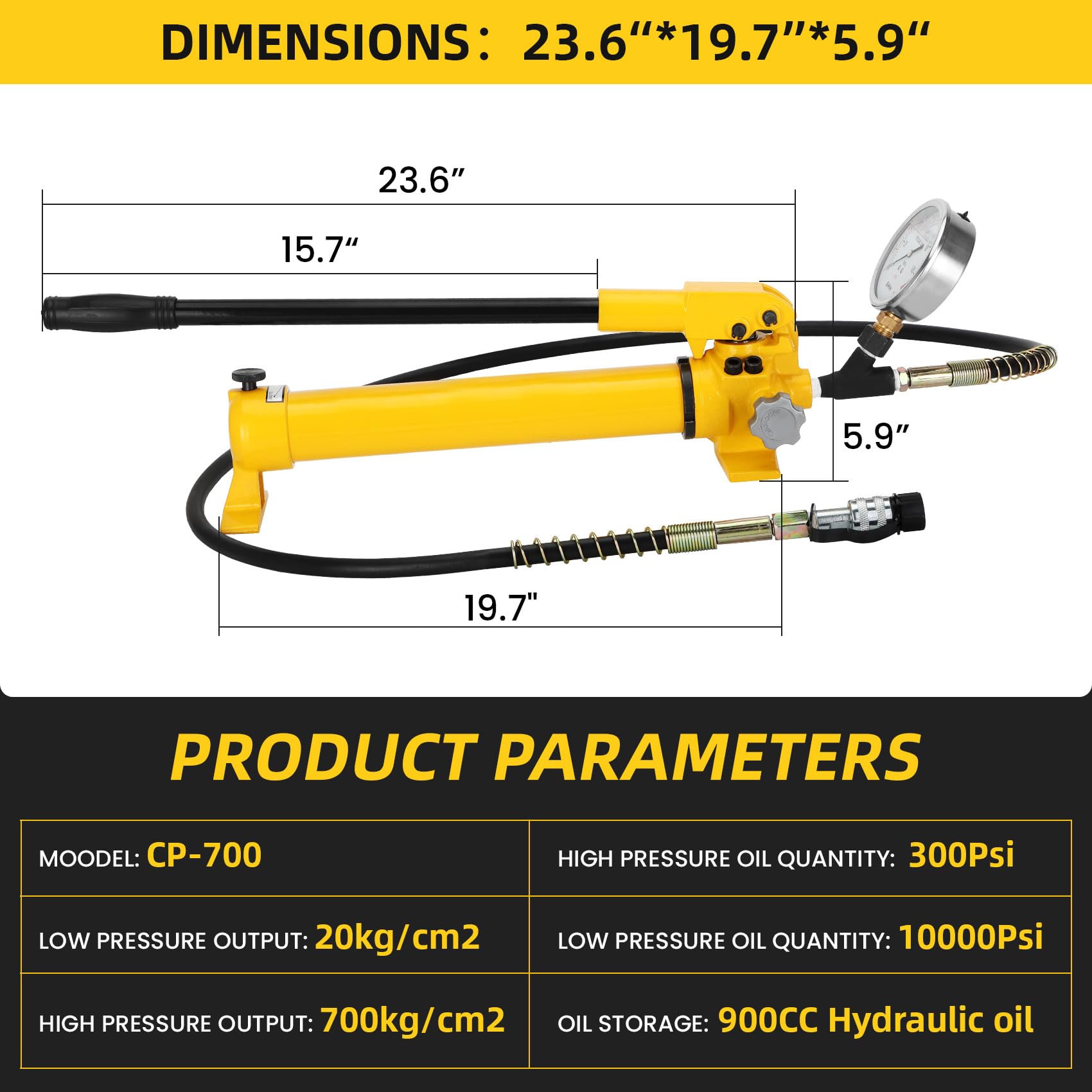Snapklik.com : CP-700 Hydraulic Power Hand Pump,2 Speed 900cc High ...