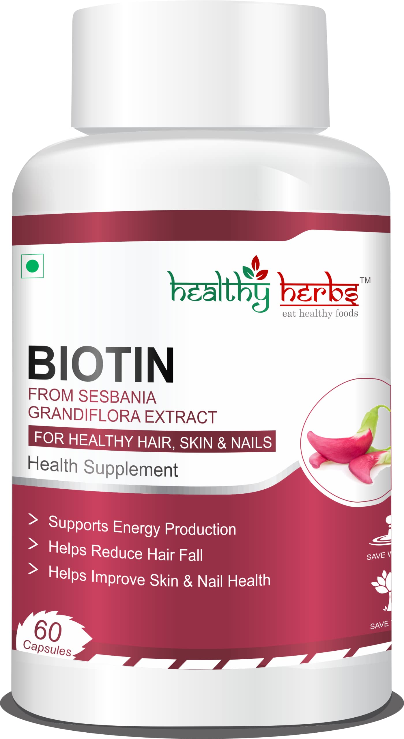Healthy Herbs Biotin Capsule - High Potency -10000mcg | Promotes ...