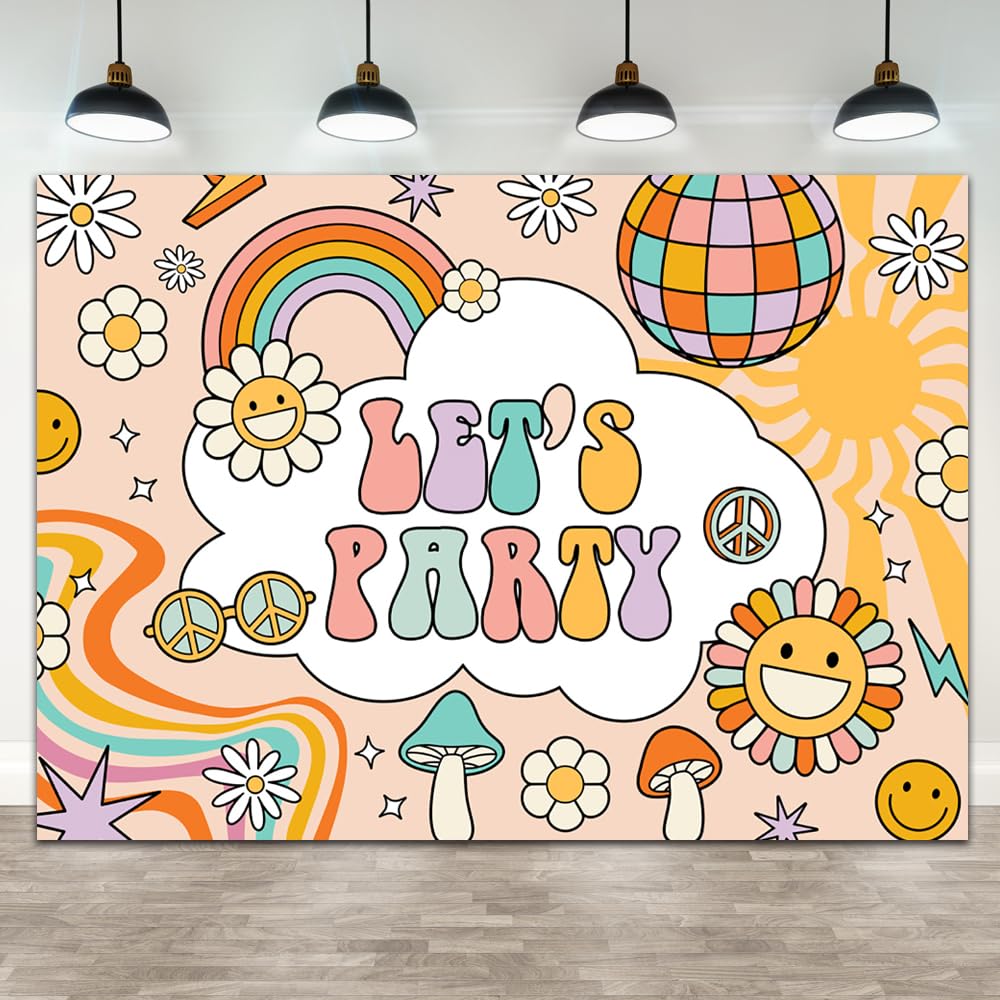 Amazon.com : Lofaris 7x5ft Let's Party Backdrop Groovy Birthday Party ...