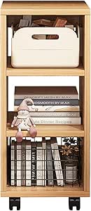 Amazon.com: XYTUJIK Bookshelf Small Bookshelf Wood Book Cart Rolling ...