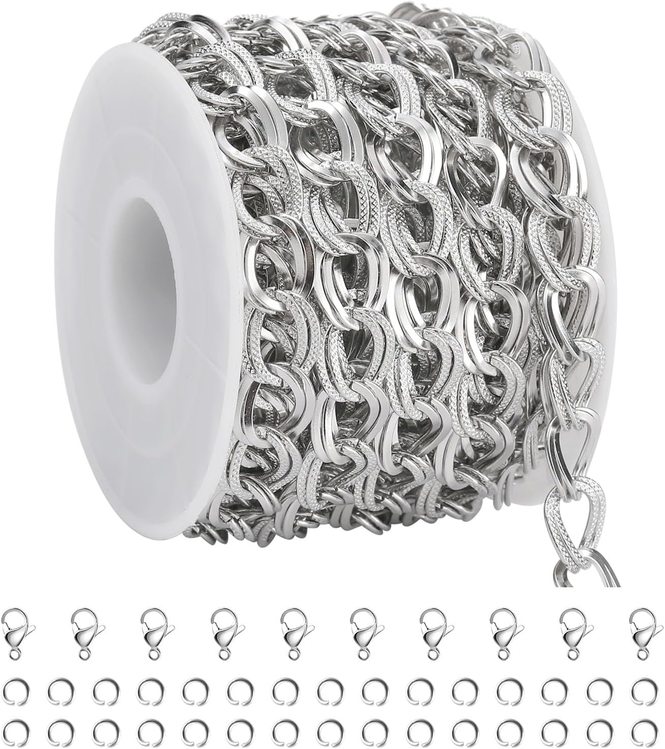 Amazon.com: SMYHTGLIF 16.4 Feet Embossed Double Cable Jewelry Making ...