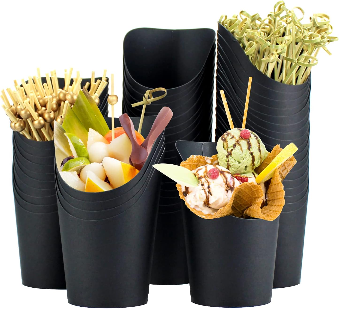 Amazon.com | QPEY [50 cups + 100 picks 14OZ Black Charcuterie Cups with ...