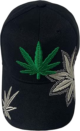 Unisex Marijuana Leaf Embroidered Dad Hat Adjustable Green Leaf Design ...