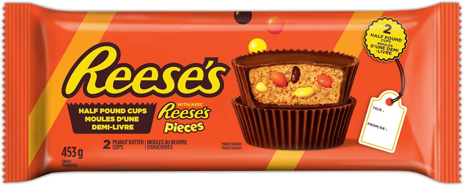REESE'S Half Pound Cups Stuffed with Reese's Pieces, Two Cups per Pack ...