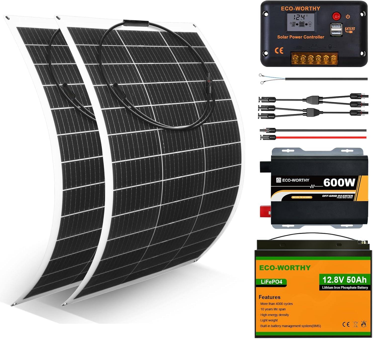 Amazon.com : ECO-WORTHY 260 Watt 12V Flexible Complete Solar Panel ...