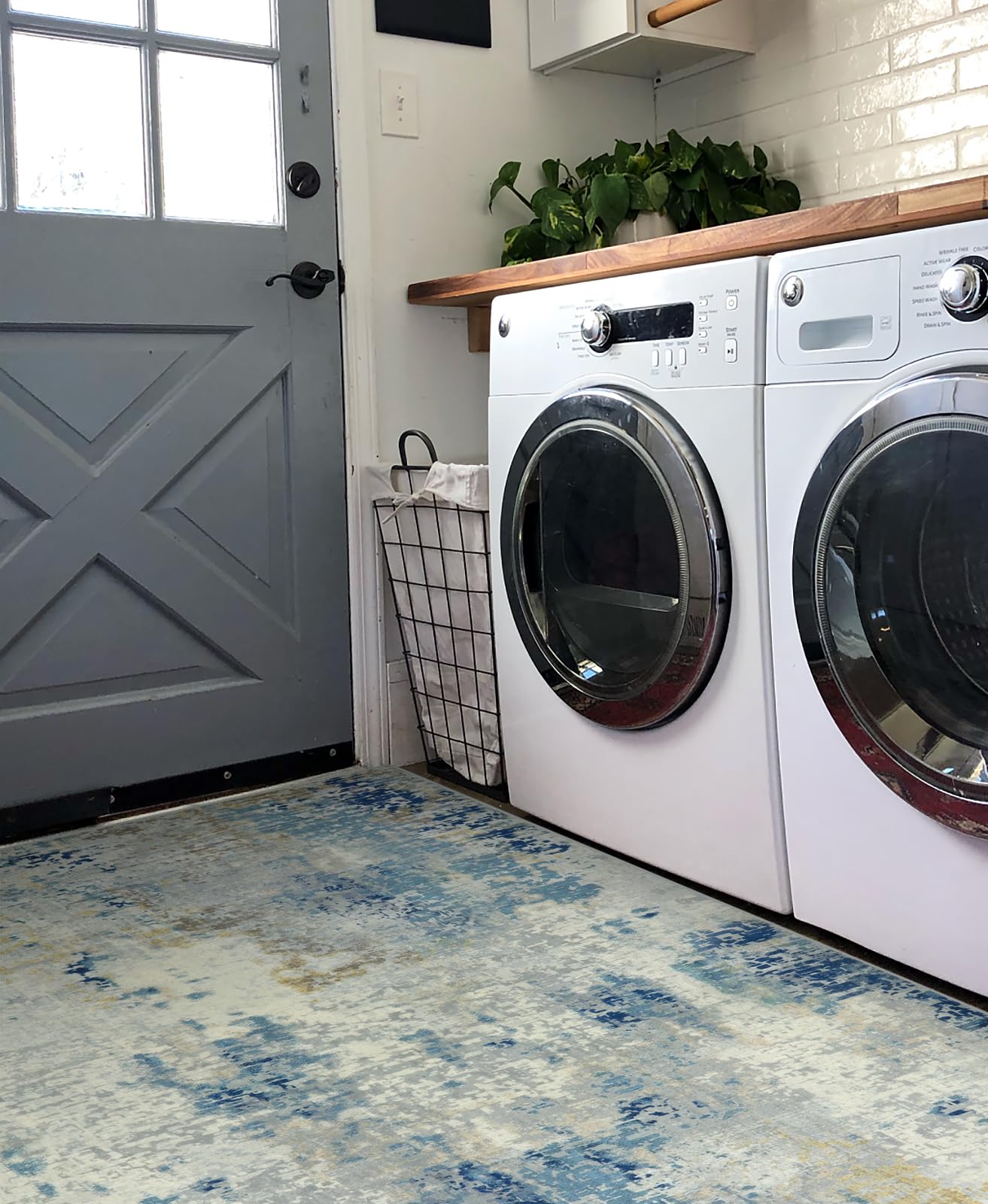 Lahome Modern Abstract Area Rug - 4x6 Blue Entryway Rug Soft Bedroom ...