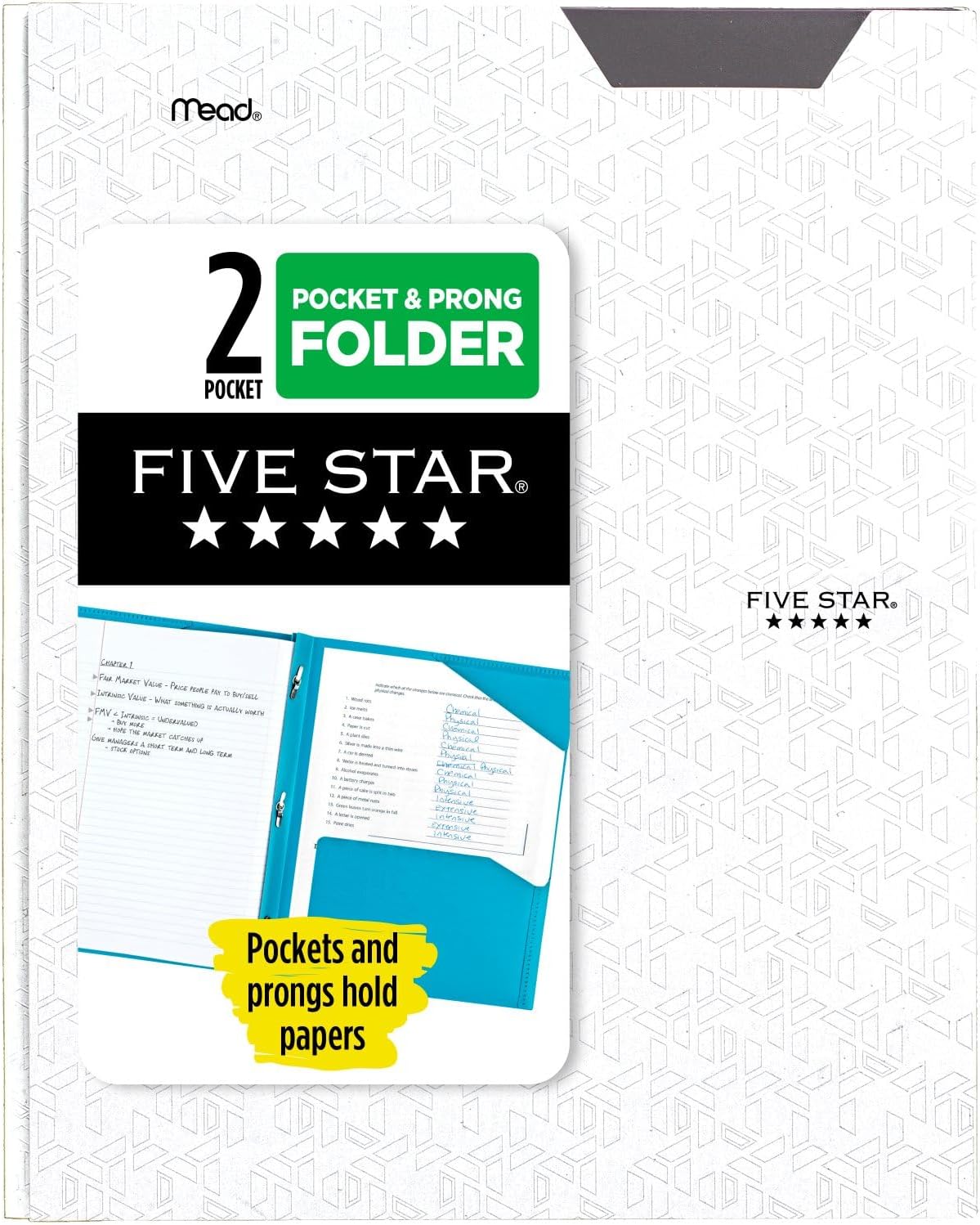 Amazon.com : Five Star 2 Pocket Folder, Stay-Put Folder, Plastic ...