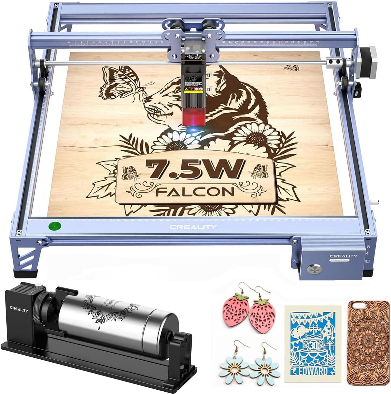 Amazon.com: 7.5W Laser Engraving Machine with Rotary Roller, 72W Ultra ...