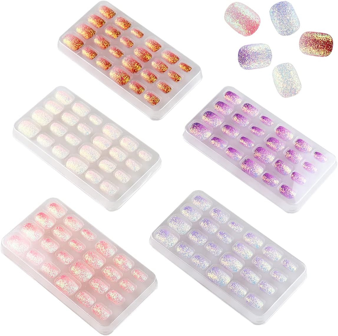 Amazon.com: SIUSIO 120 Pcs 5 Pack Children Acrylic Fake Nails Press on ...