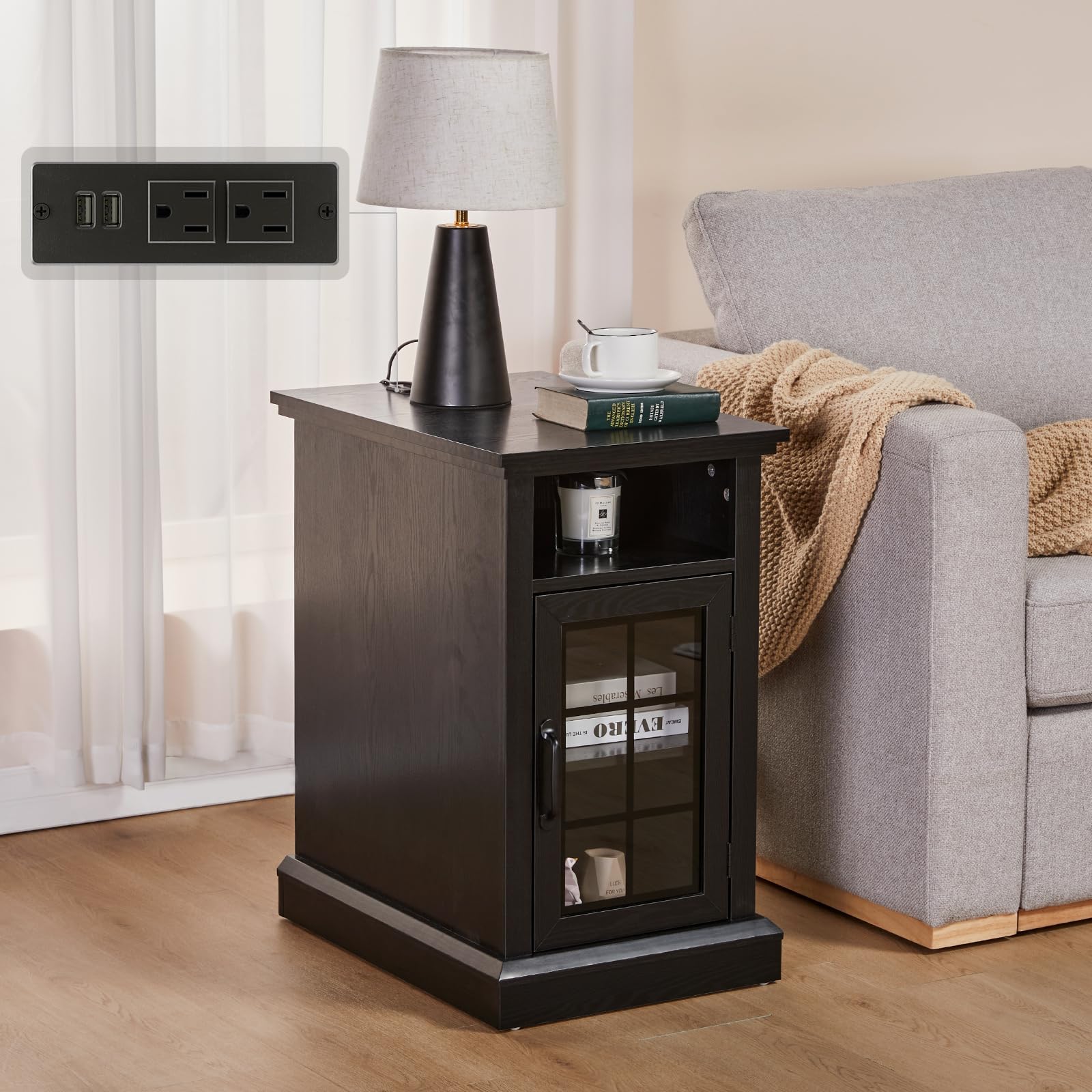 Amazon.com: AMERLIFE End Table with Charging Station, Side Table with ...