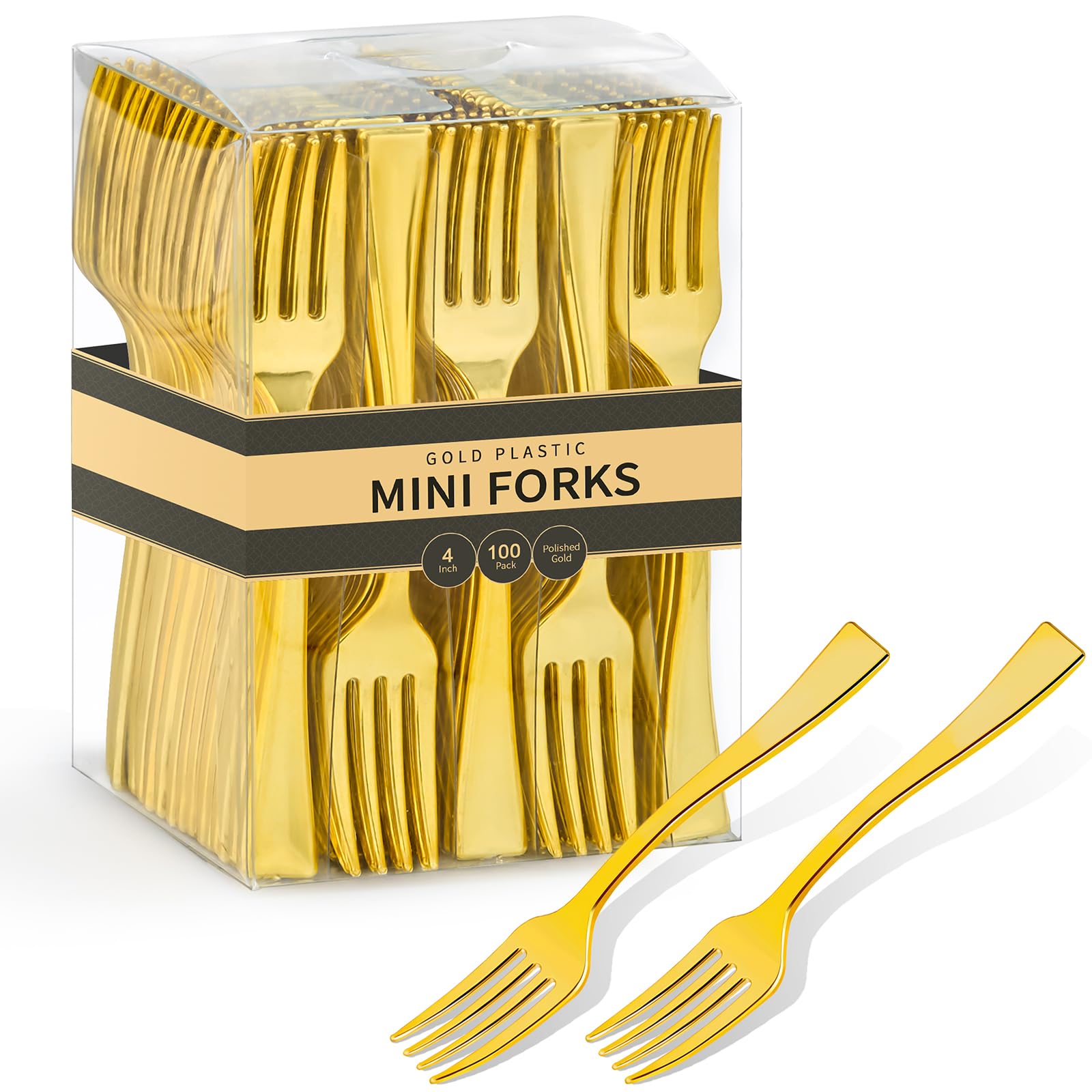 Amazon.com: Qeirudu 4 Inch Mini Plastic Gold Forks, 100 Pack Disposable ...