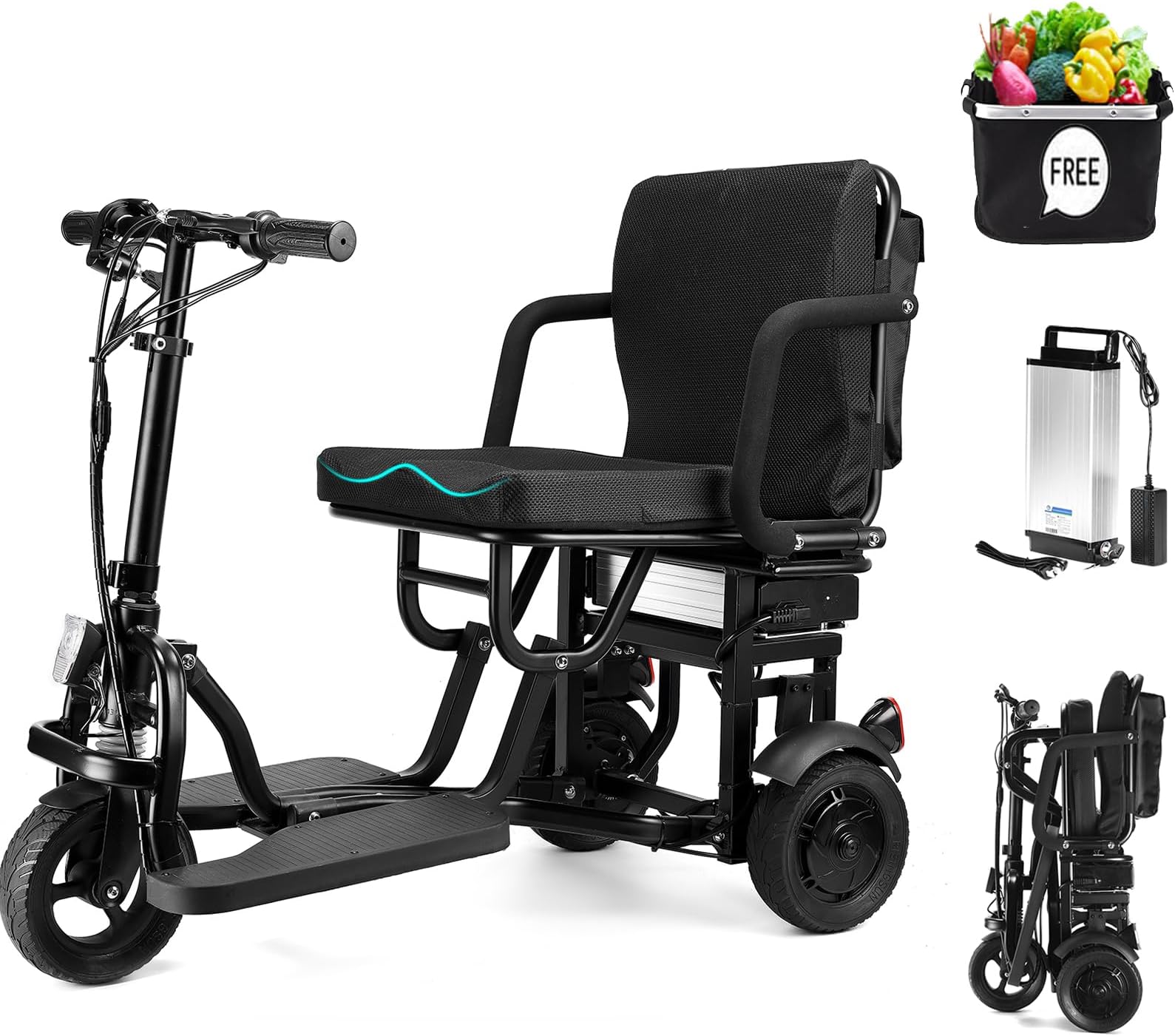 Amazon.com: Folding Mobility Scooters,3 Wheel Scooter for Adults, No ...