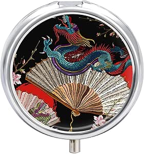 Amazon.com: Asian Colorful Dragons Small Pill Box, Metal Pill Box ...