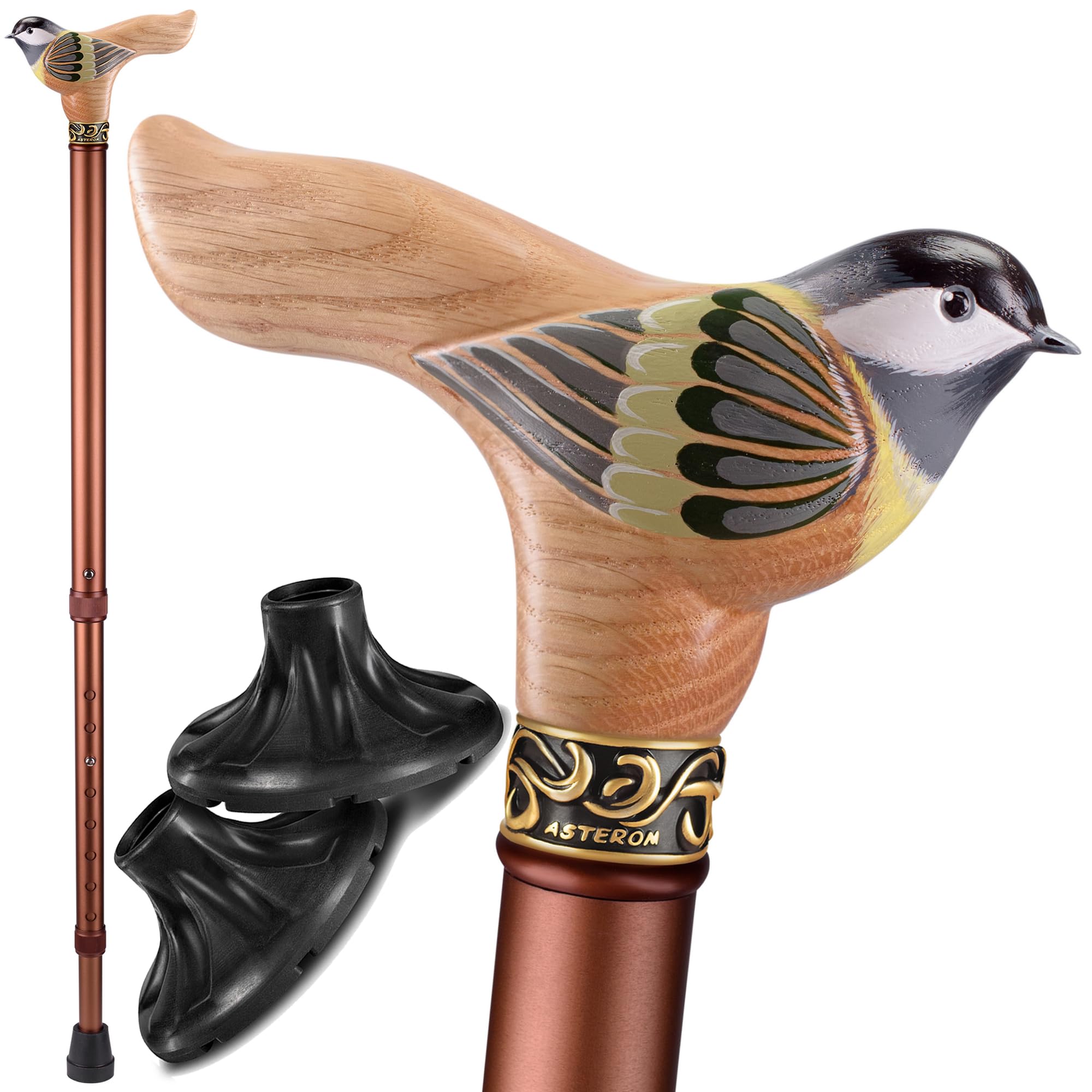Amazon.com: Asterom Adjustable Birdie Walking Cane with 2pcs Wide Base ...