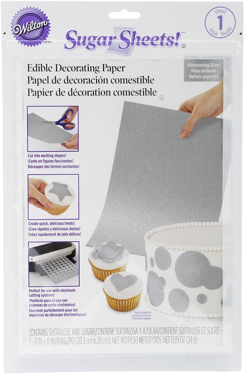 Amazon.com: Wilton Silver Sugar Sheets Edible Decorating Paper, 0.85 oz ...