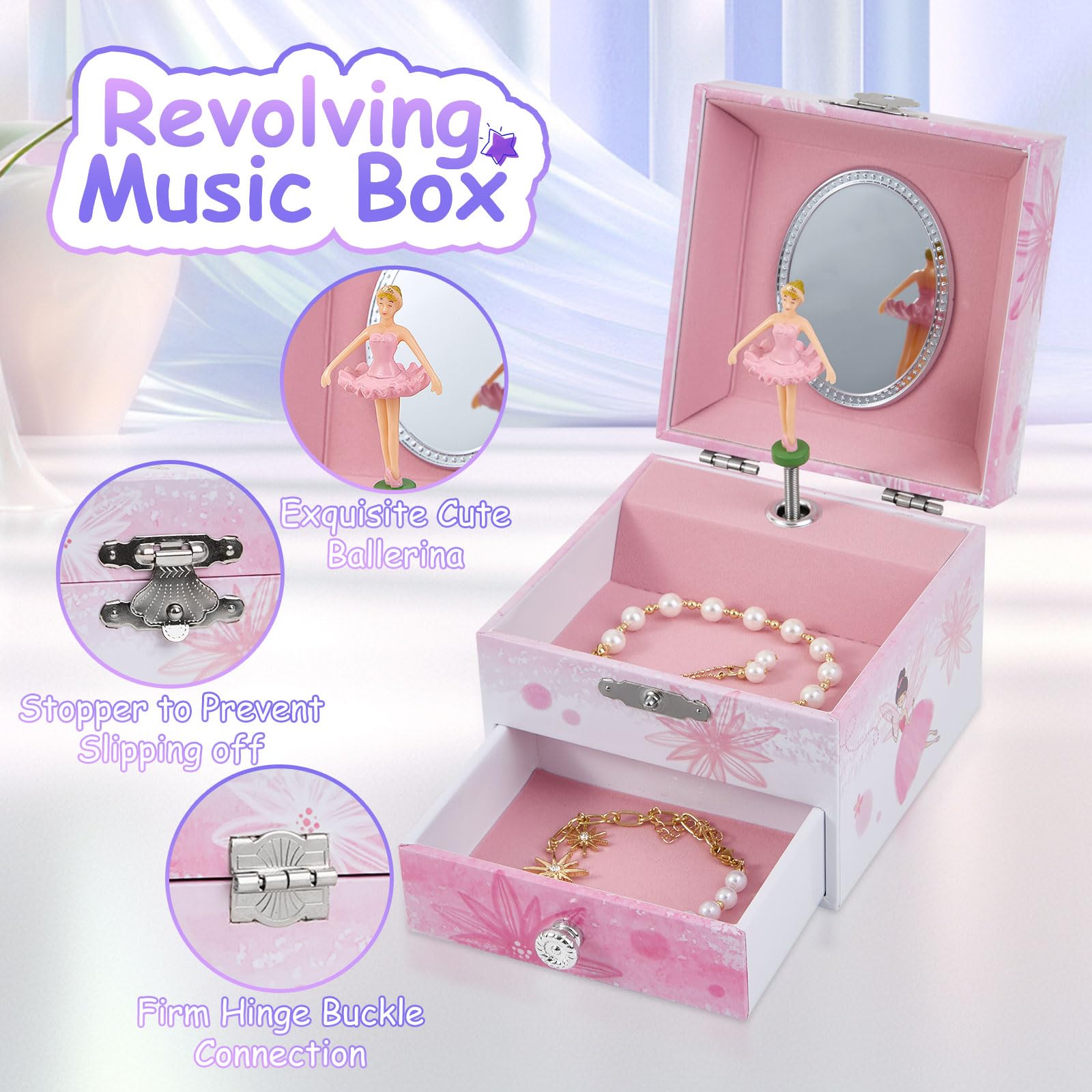 TAOPU Girls Musical Jewelry Box with Drawer and Spinning Ballerina ...