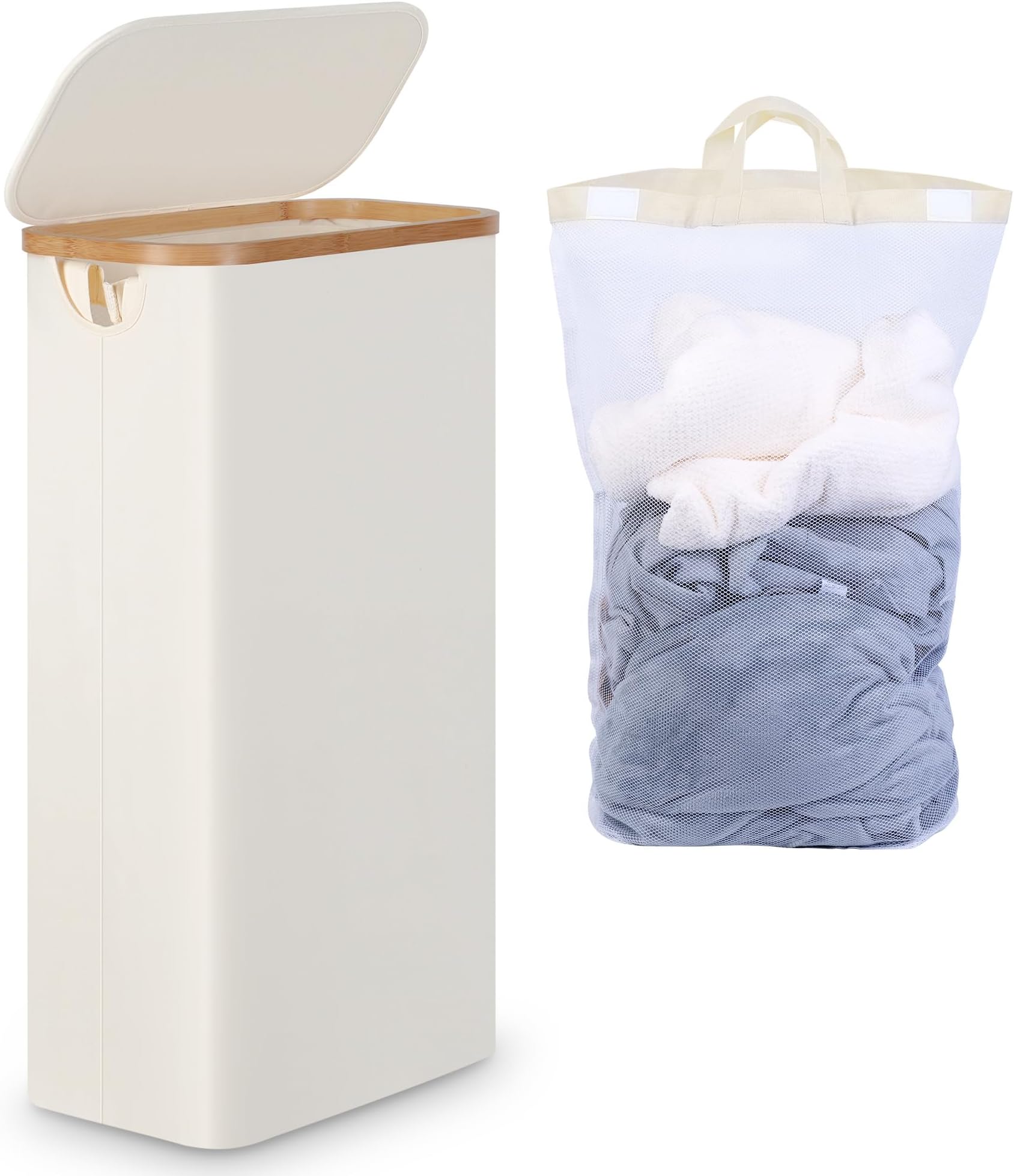 Large White Plastic Laundry Basket with Lid Washing Clothes Storage ...