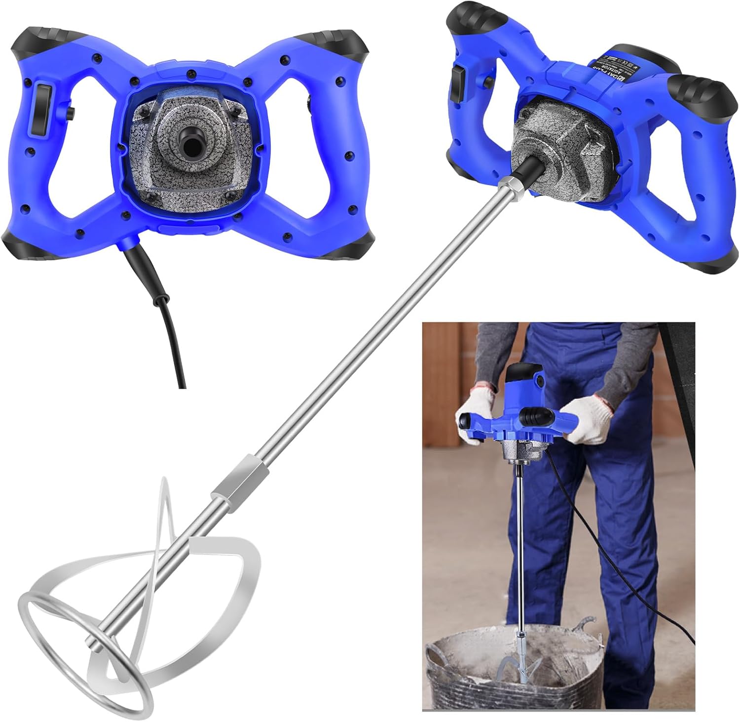 2600W Concrete Mixer Machine Electric Paddle Plaster Plastering Mortar ...