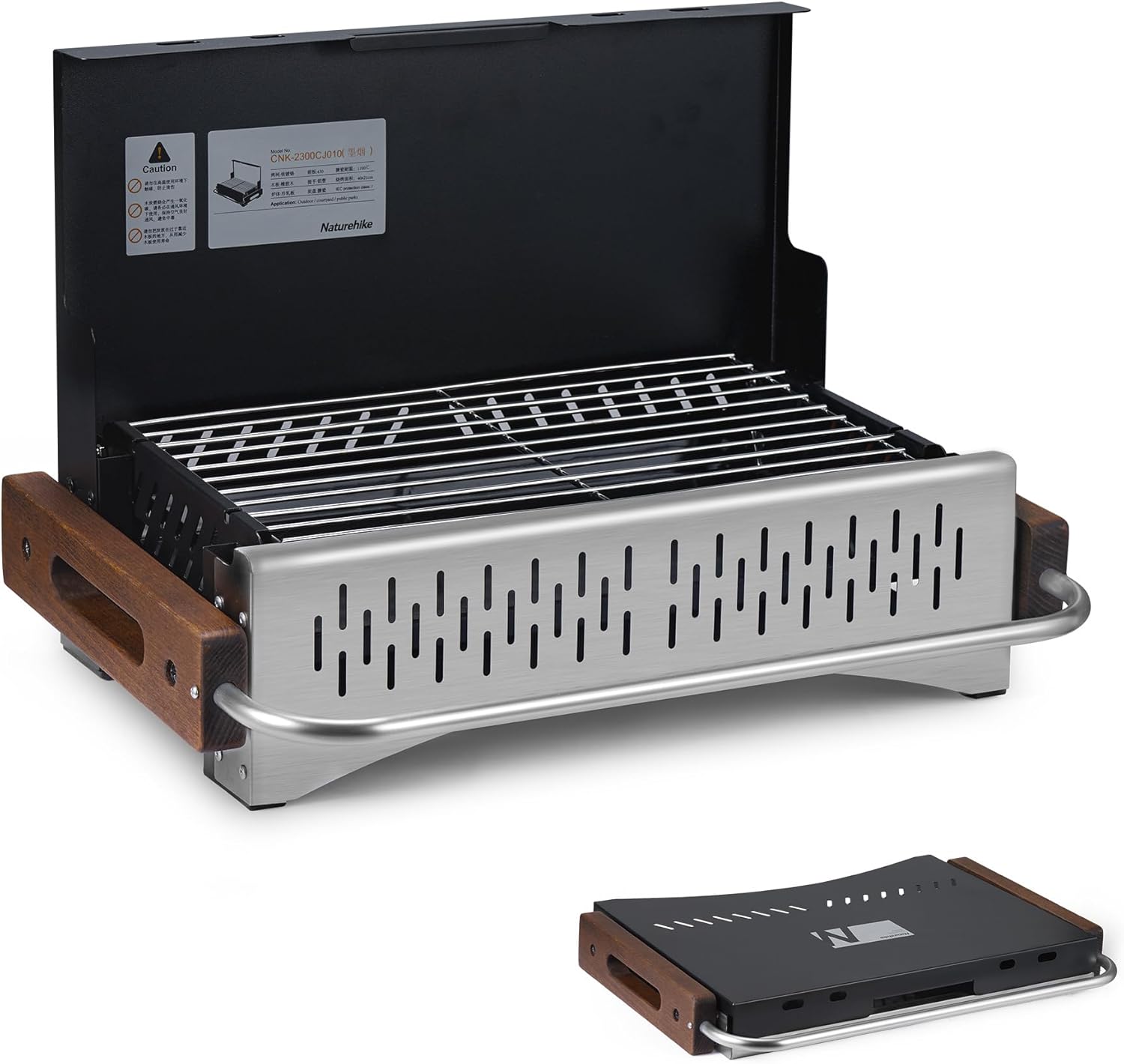 Amazon.com: Naturehike Portable Charcoal Grill, Folding Tabletop BBQ Grill with Enamel Charcoal ...