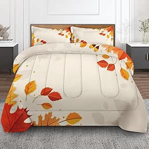 Amazon.com: Culudea Autumn Leaves Tree Comforter Set Full Size ...