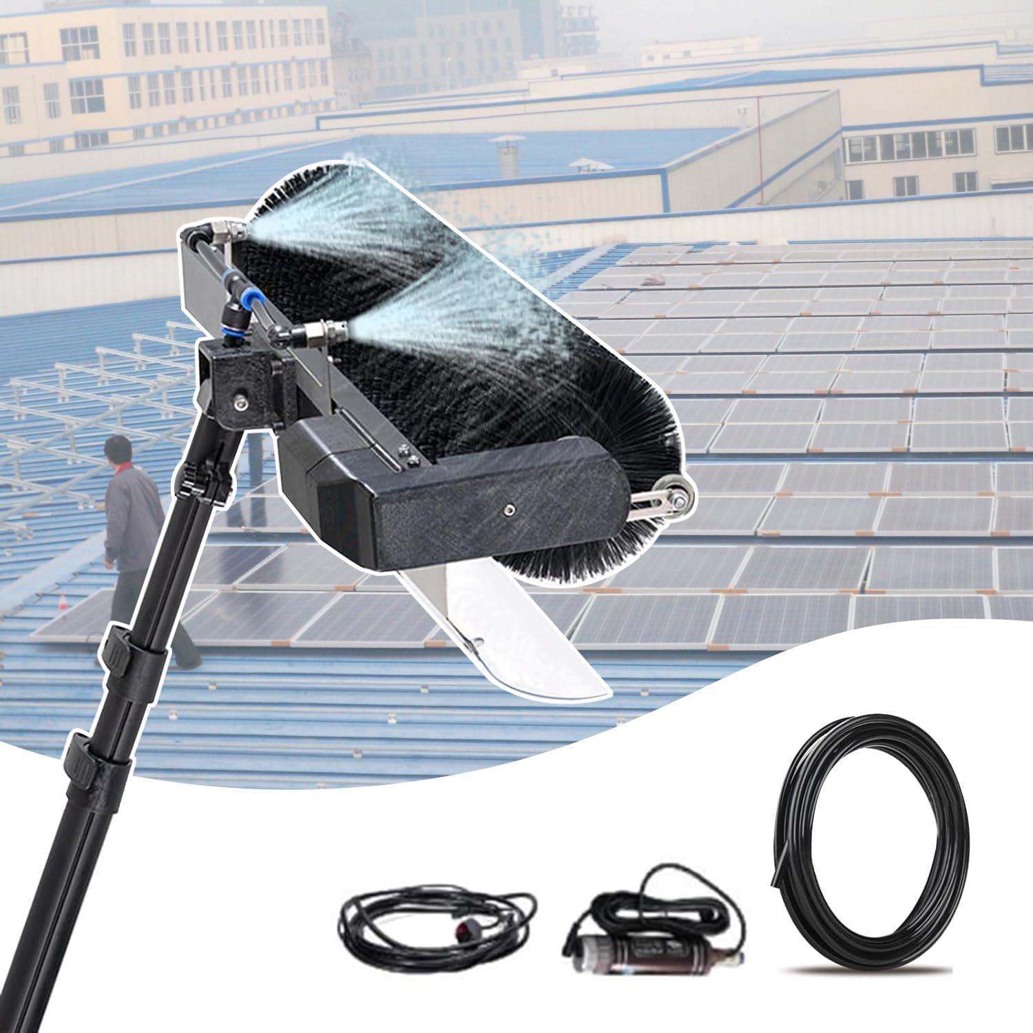 Amazon.com: Electric Solar Panel Cleaning Tools, 60cm Roller Brush Head ...