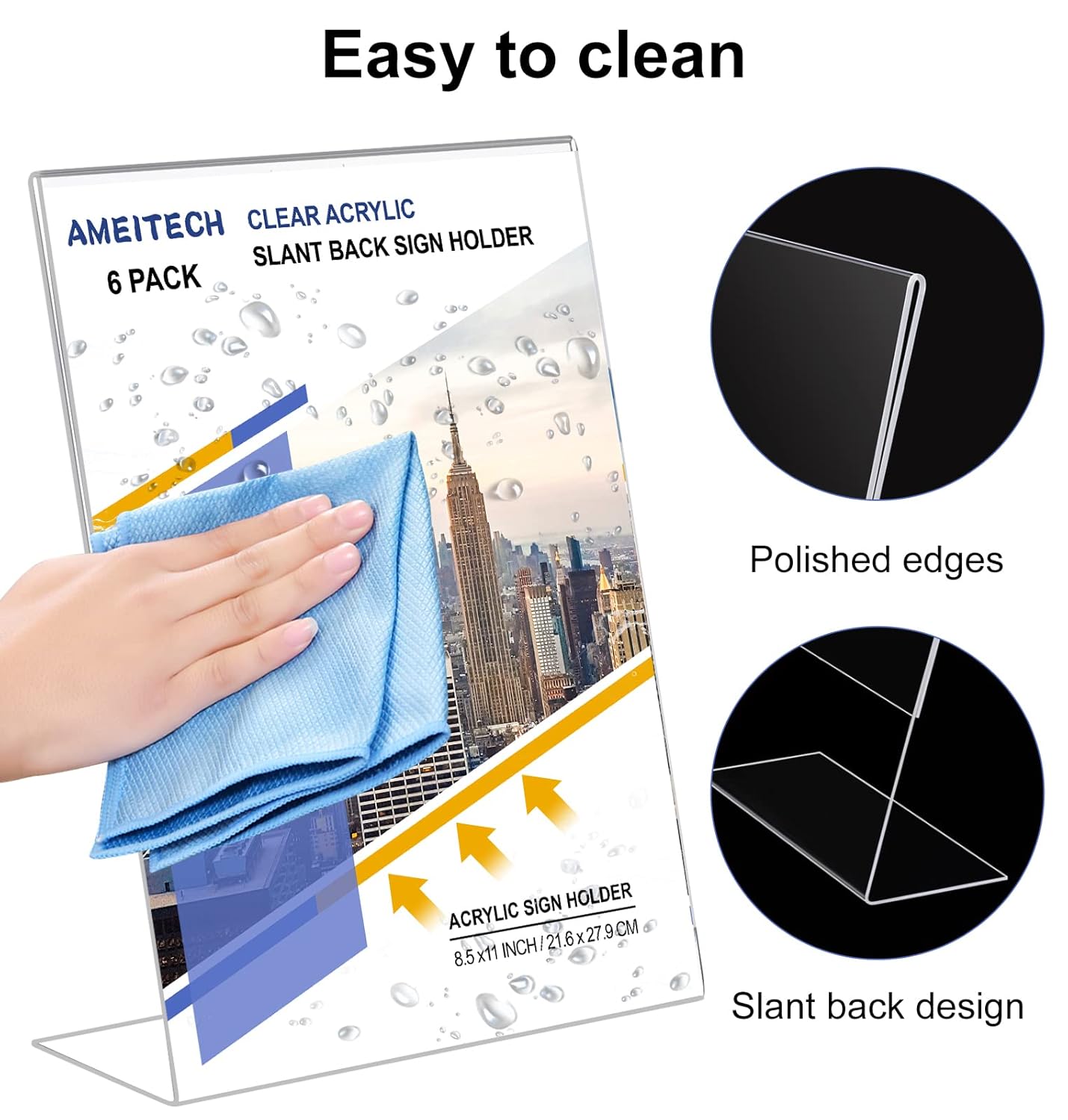 Buy 8.5x11 Acrylic Sign Holder, Acrylic Slant Back Sign Holders, Clear ...