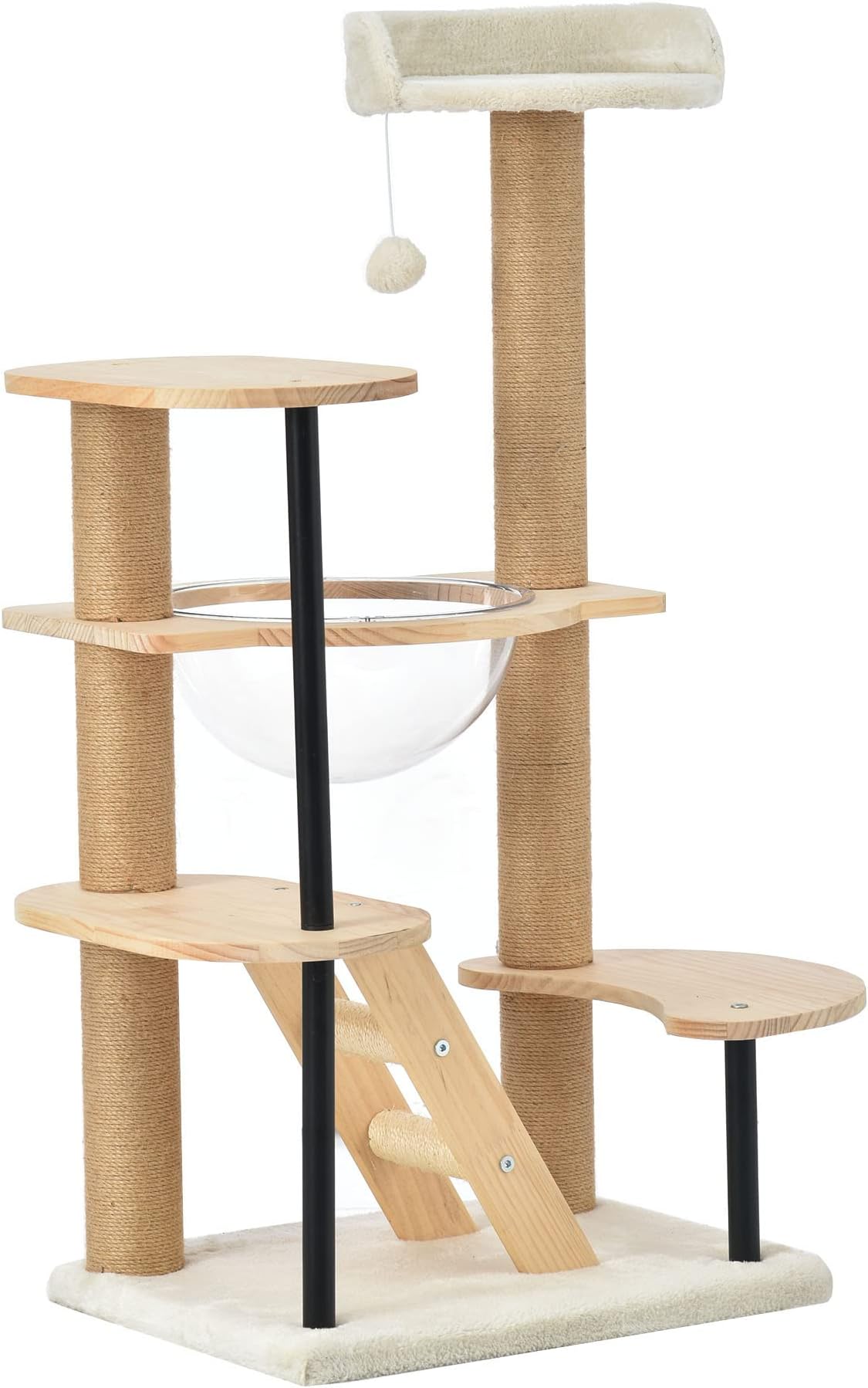 Amazon | (OSJ)キャットタワー 据え置き 木製 宇宙船 多頭 おしゃれ ボンボンおもちゃ付き 麻 爪とぎボール キャットハウス 多頭 ペット用品 | OSJ | キャットタワー 通販