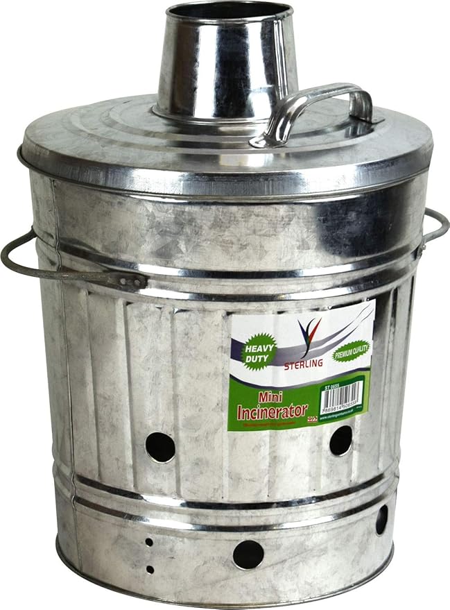 Sterling Ventures Metal Galvanised Garden Incinerator Fire Bin Burning ...