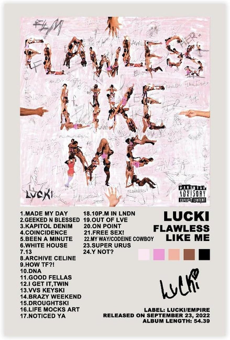 Amazon.com: Lucki FLAWLESS LIKE ME Music Album Cover Posters for Room ...