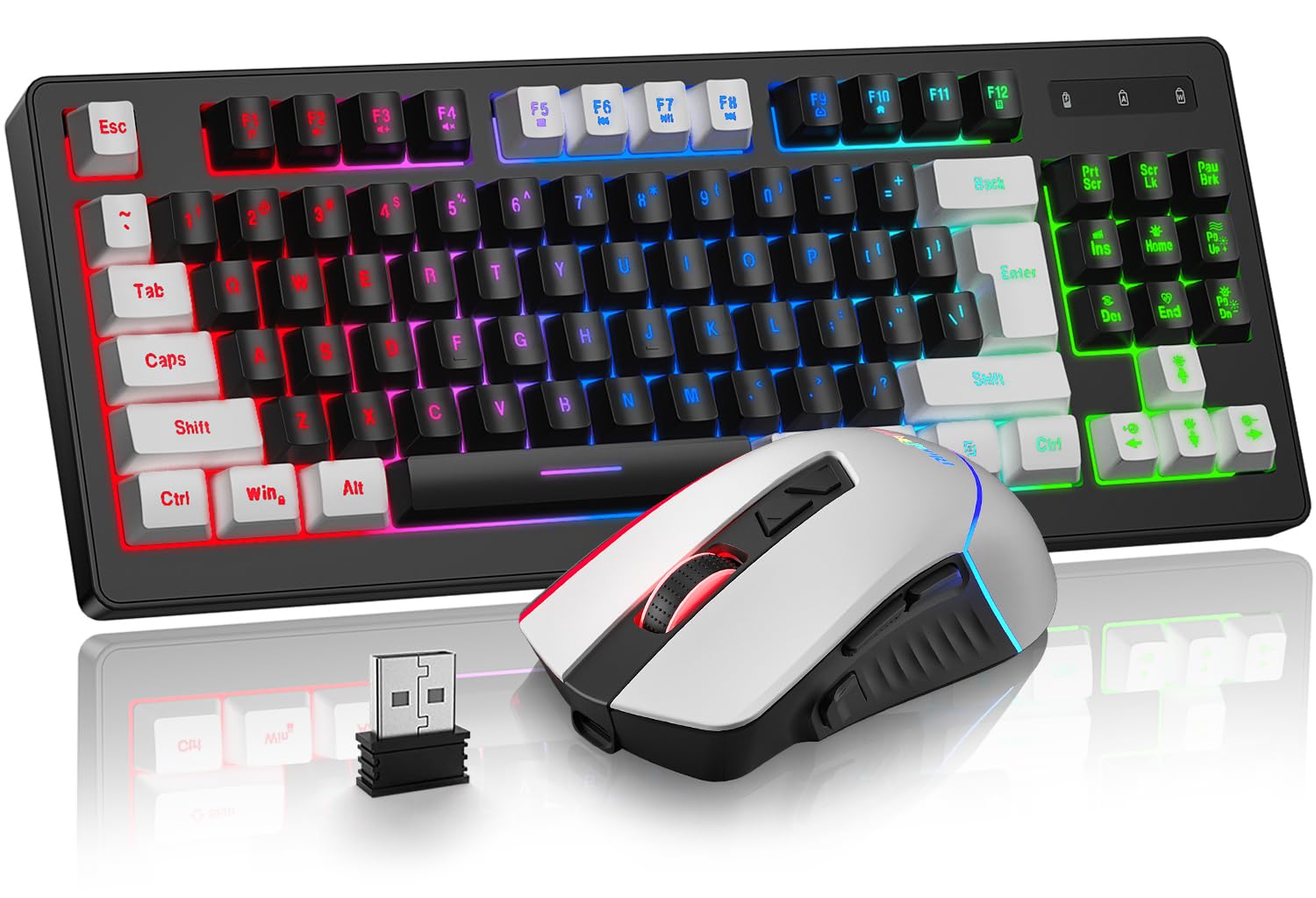 Amazon.com: BlueFinger Wireless Gaming Keyboard and Mouse Combo, RGB ...