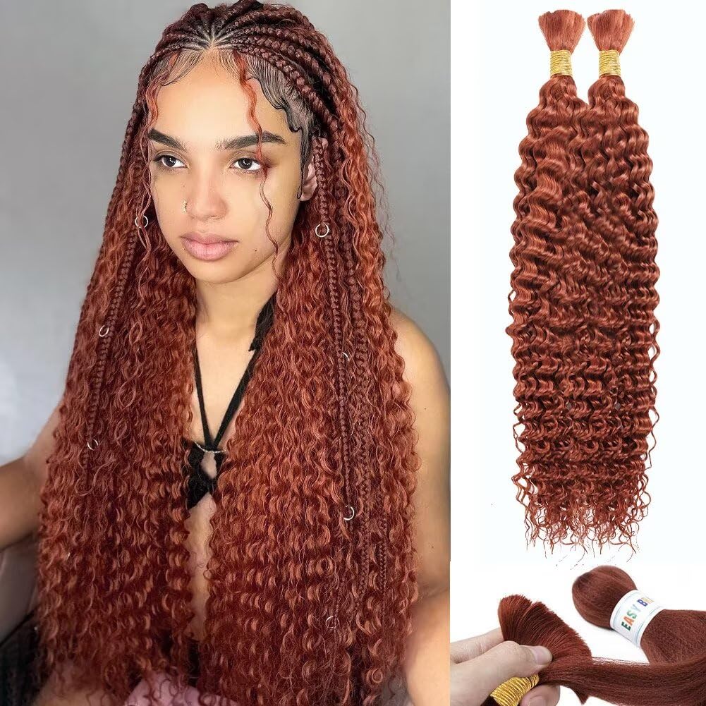 Amazon.com : Dark Ginger Human Braiding Hair Deep Water Wave Bulk Human ...