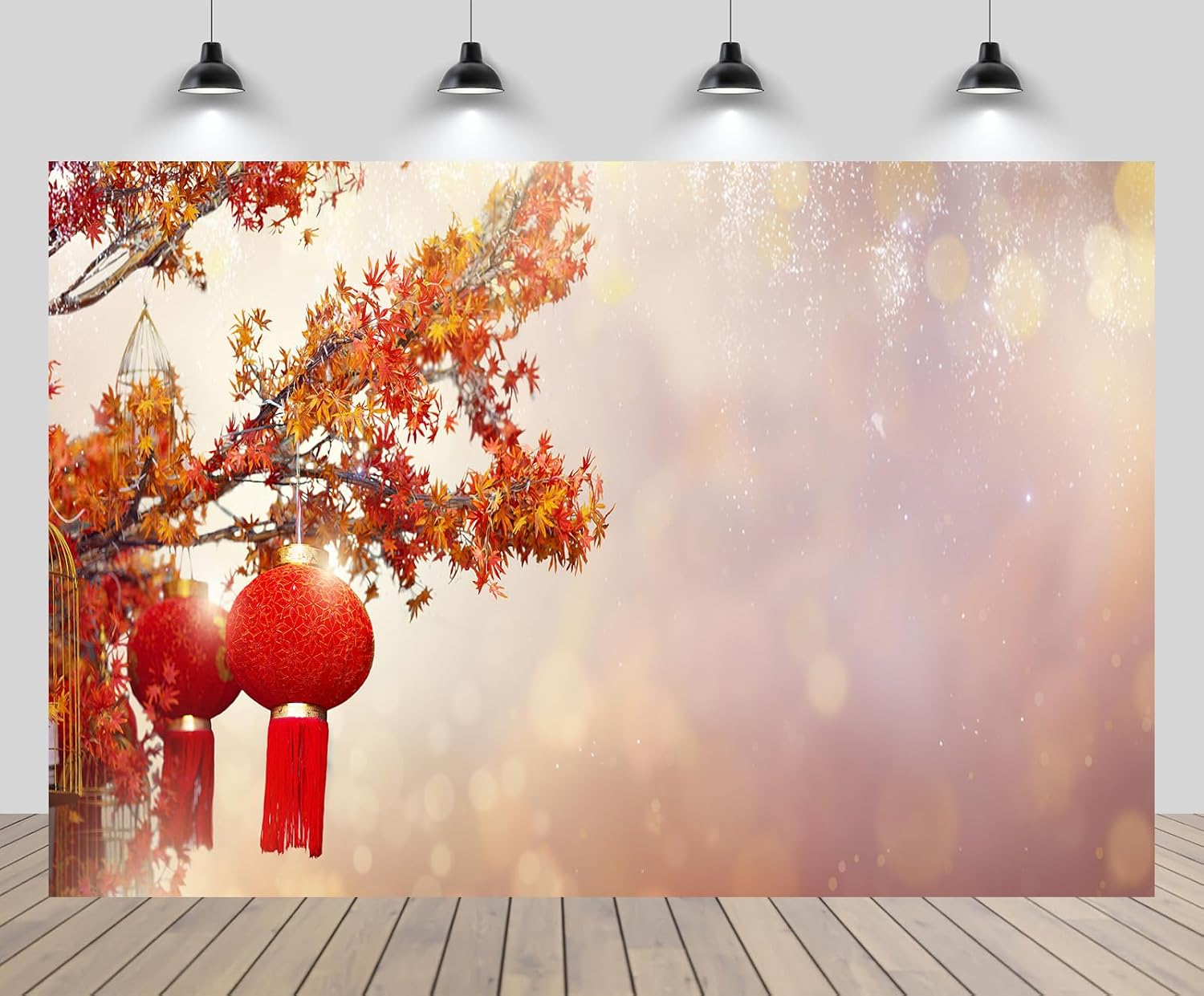 Amazon.com : CHNYWORK 20x10ft Chinese Lanterns Backdrop Asia Red Golden ...