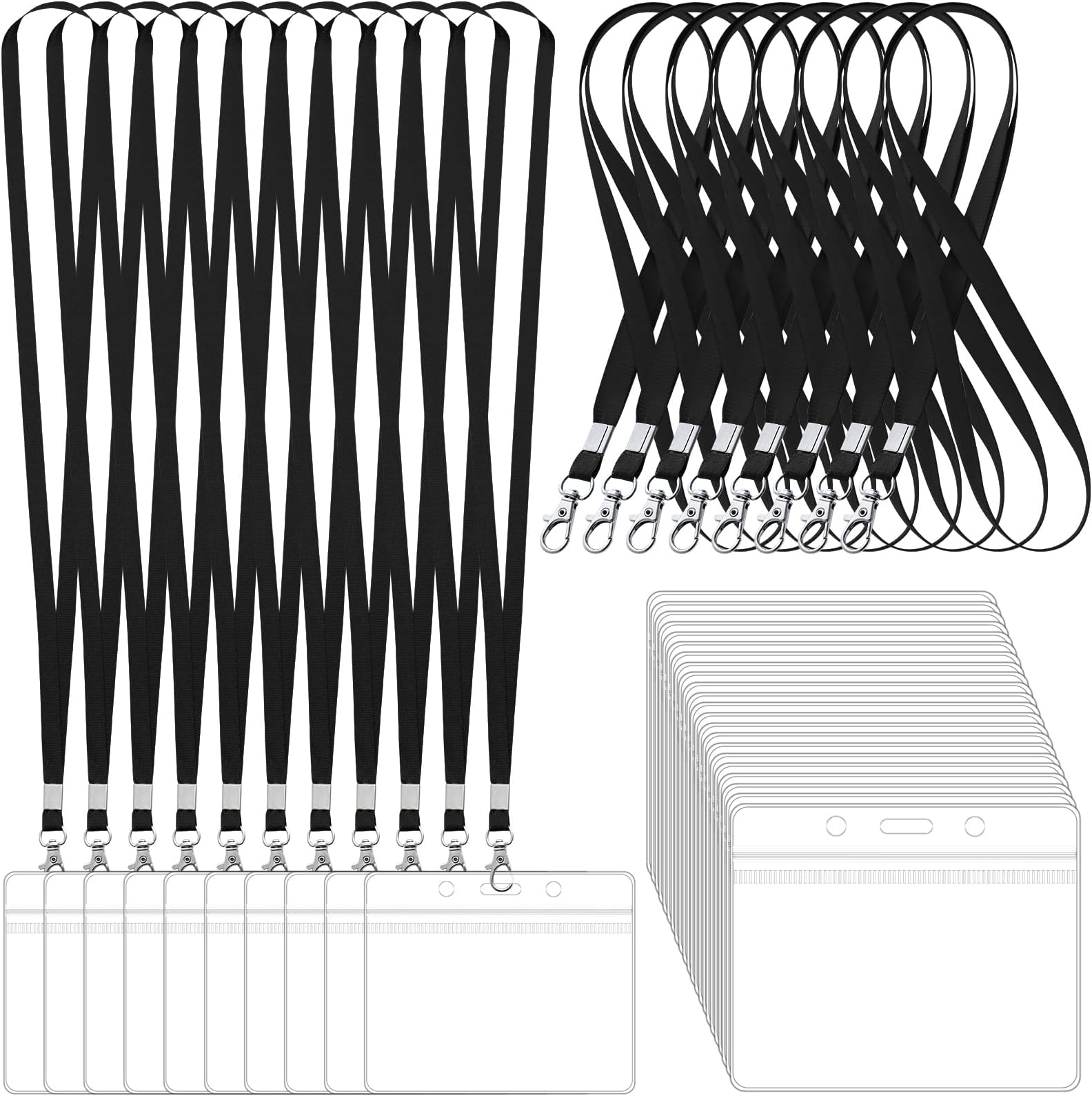 Amazon.com : 100 Pack Lanyards for ID Badges with Clear Name Tags ...