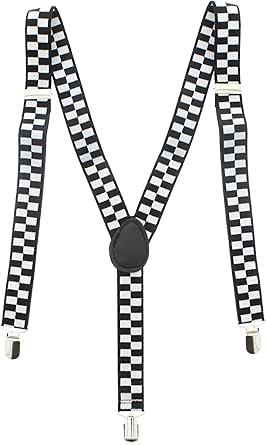 Amazon.com: Blue Banana Men's Checkered Braces One Size Black/White ...