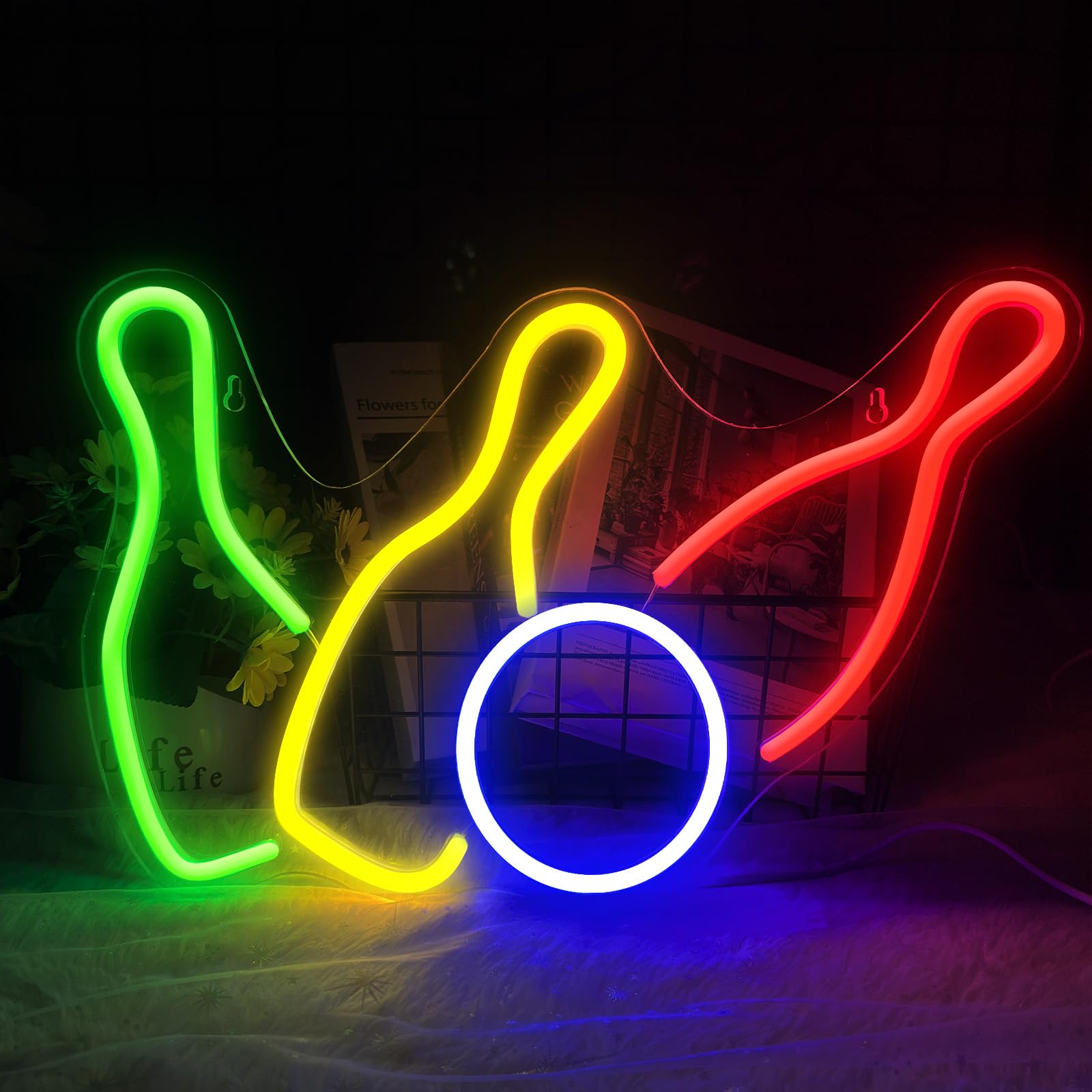 Amazon.com : Bowling Neon Signs Sport Club Decor, USB Powered Bowling ...