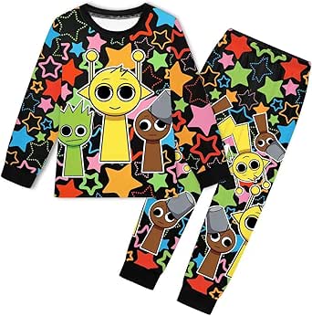 Amazon.com: Kids Sprunki Costume Long Sleeve Shirt and Pants Set Kids ...