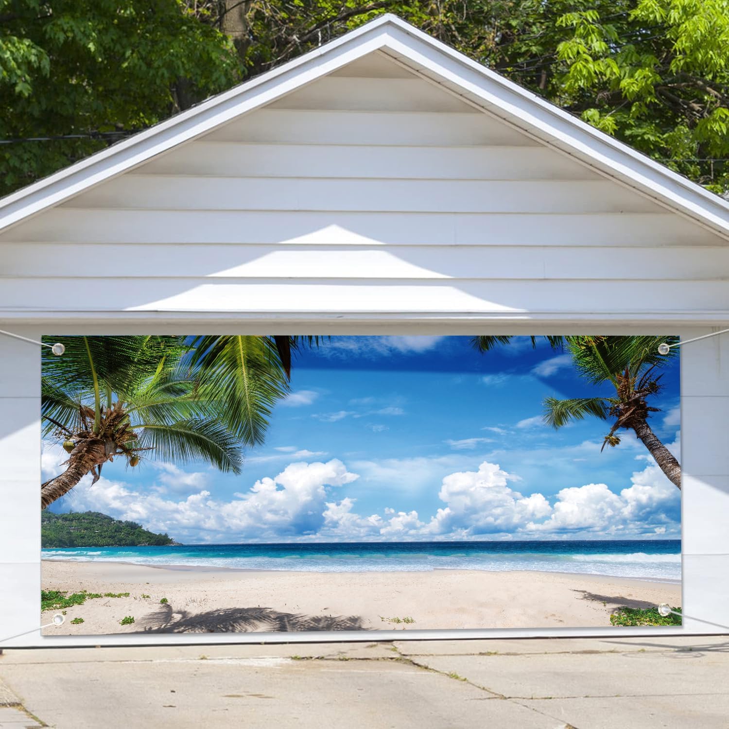 Amazon.com : Summer Garage Door Backdrop, Hawaii Beach Scenery Banner 7 ...