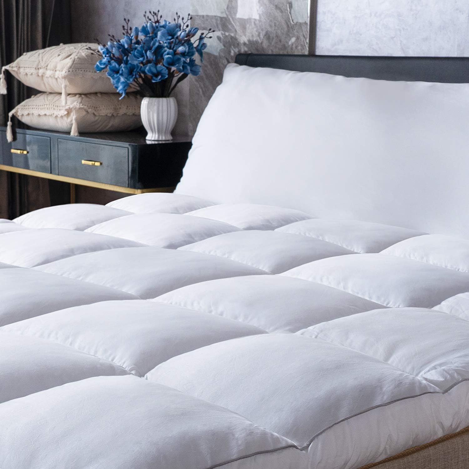 Amazon.com: Marine Moon Mattress Topper Full, Cooling Plush Pillow Top ...