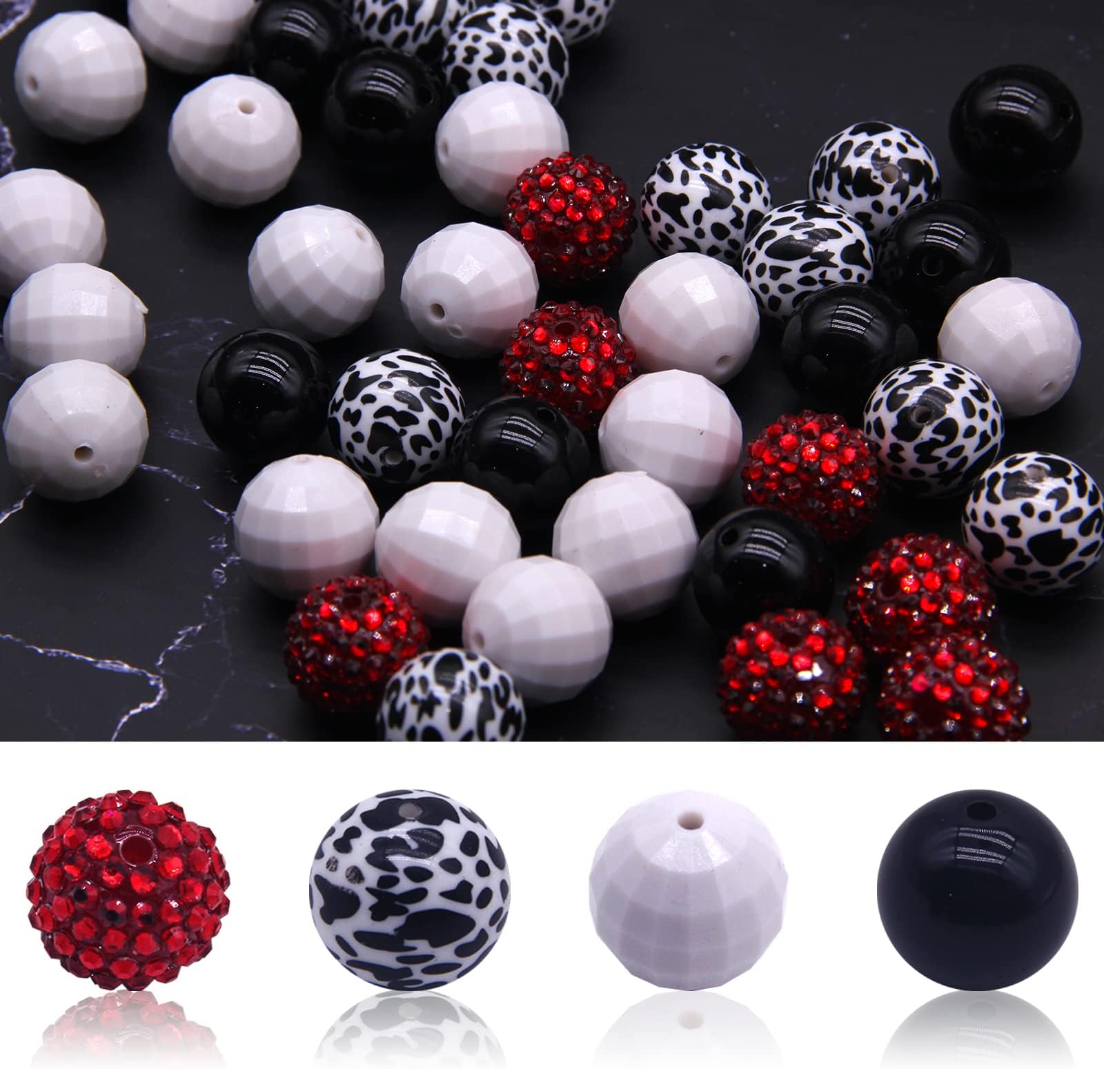 Amazon.com: 50pcs Bubblegum Beads, Cow Beads Bubblegum Beads 20mm Bulk ...