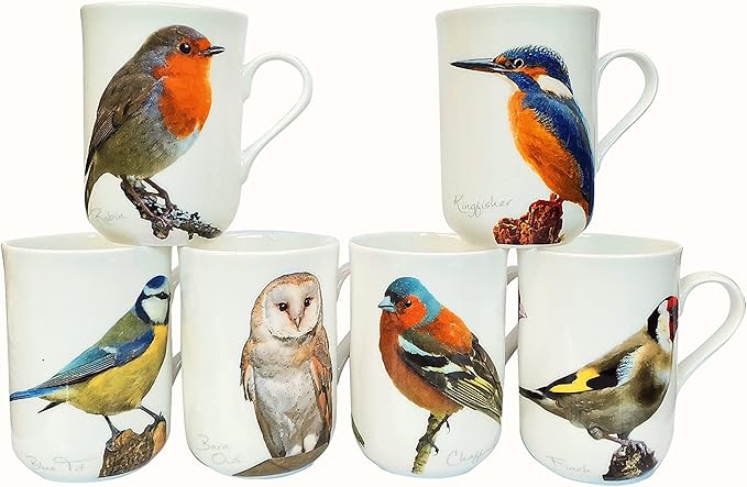 heritage Set of 6 British Birds Mugs, 6 Different Designs with Free UK ...